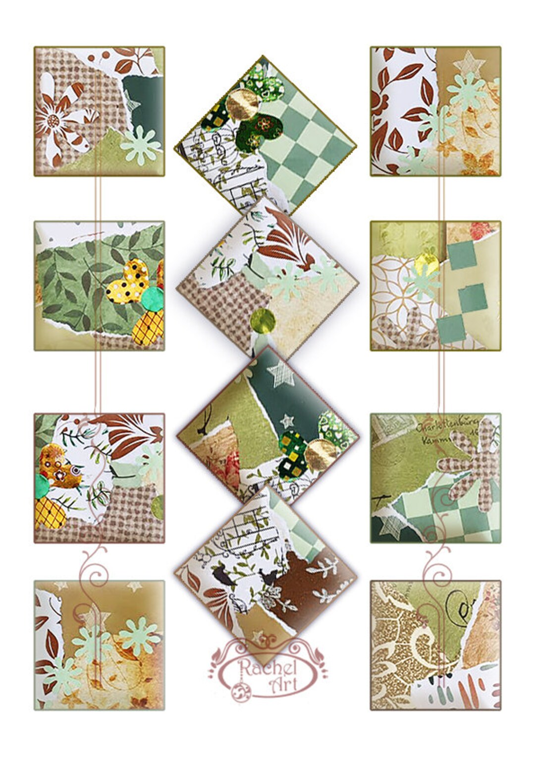 Earthy Collage Stickers: Printable Scrapbook & Journal Embellishments ...