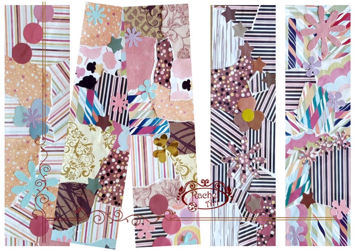 Printable Bookmarks, Digital Download, Border and Strips, Scrapbooking ...