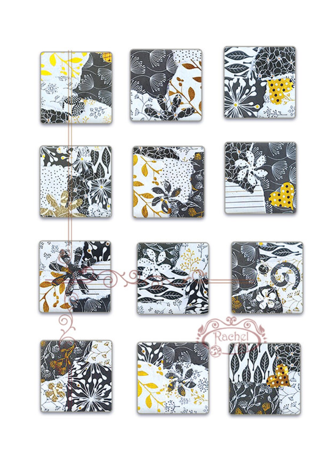 Stickers, Printable Digital Download, Magnets, Scrapbooking, Abstract ...