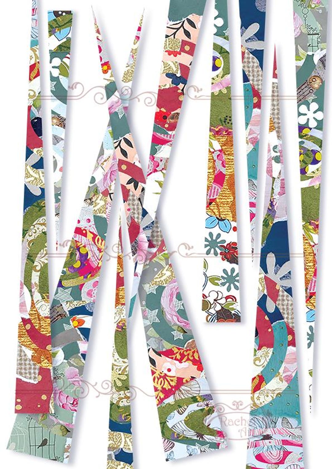 Printable Paper Bead Strips: Floral Collage DIY Jewelry (digital ...
