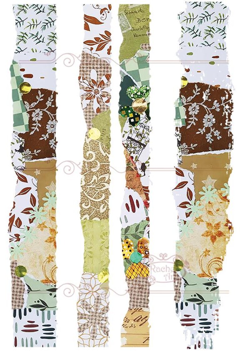 Hand Torn Collage Paper Strips: Rustic Scrapbook & Junk Journal ...