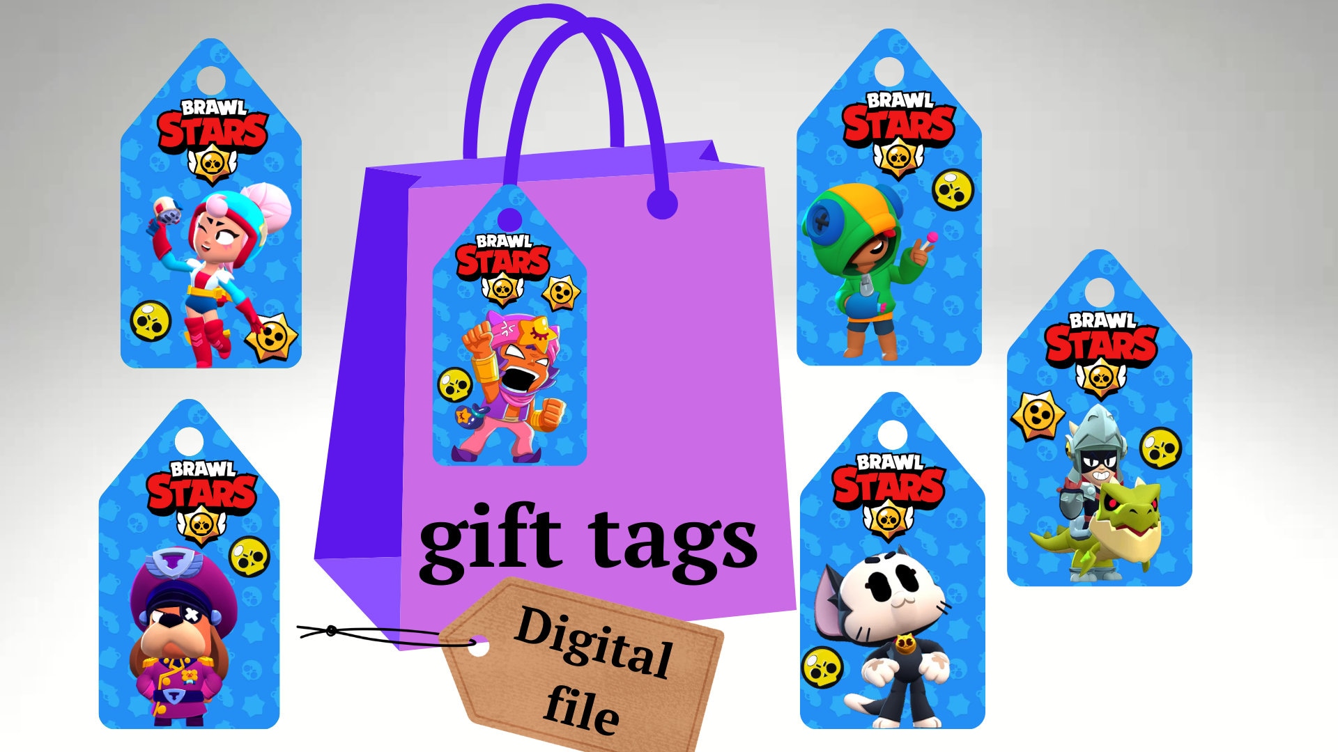 Gift Tags, Brawl Stars, Brawl Stars Party, Thank You Cards, Digital ...