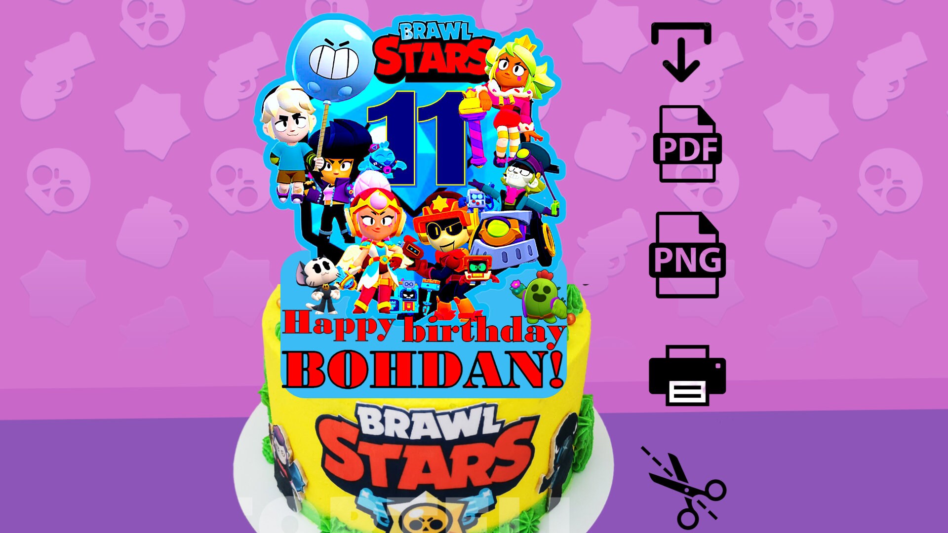 Topper, Brawl Stars, Topper for a Boy,topper for a Girl, Digtal File ...