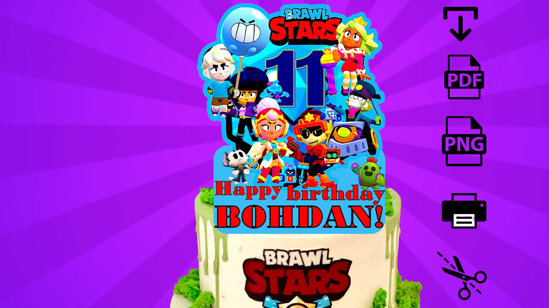 Topper, Brawl Stars, Topper for a Boy,topper for a Girl, Digtal File ...