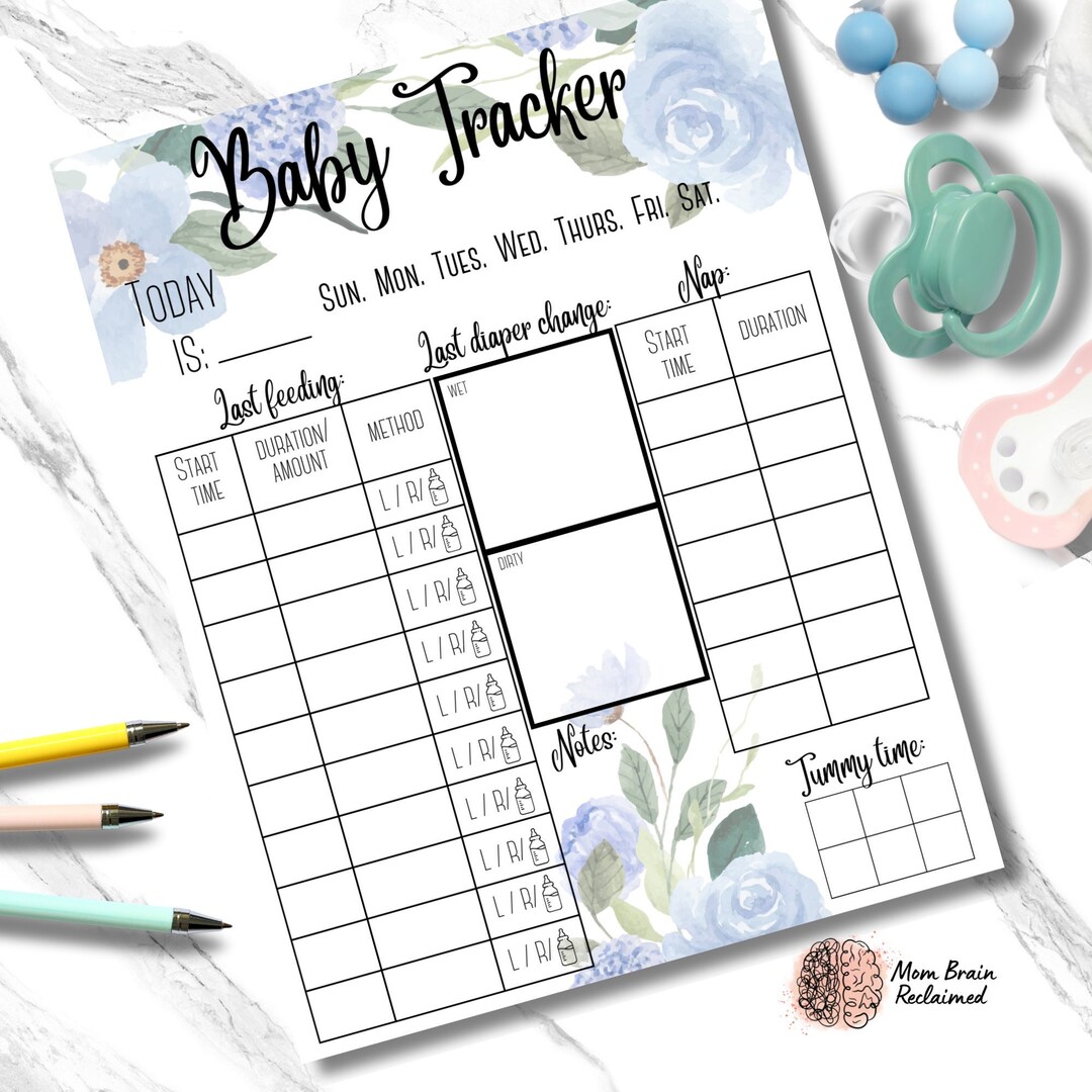 Printable Floral Baby Tracker Log. Digital Download Newborn Baby ...