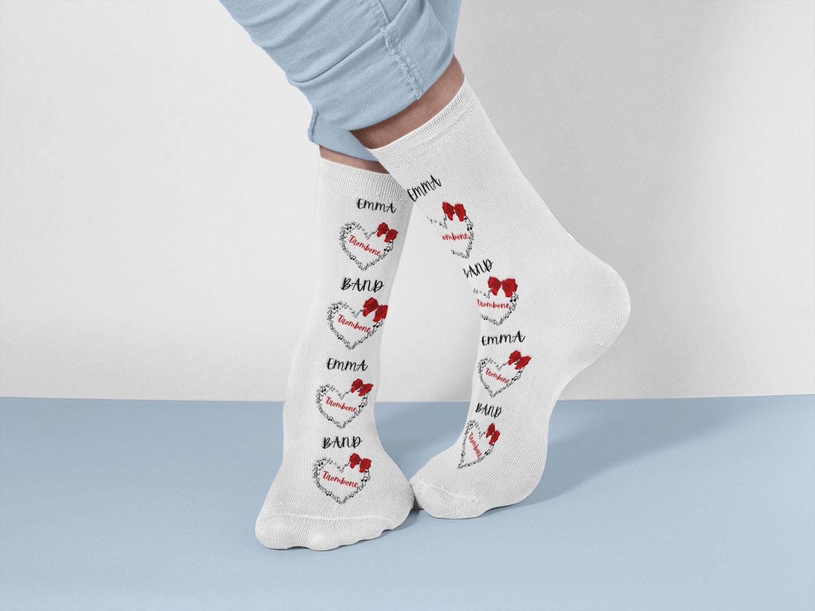 Custom Marching Band Bow Socks Custom Band Socks, Personalized Band ...