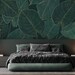 Abstract Big Leaf Design for Luxury Home Decor Wallpaper dark Green ...