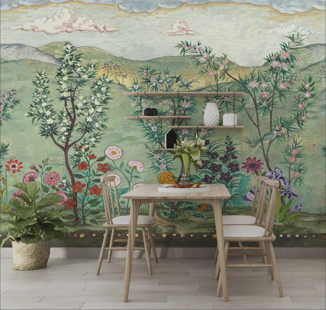 Wall Art Wallpaper Design for Home Decor -drawing Themed Floral Design ...