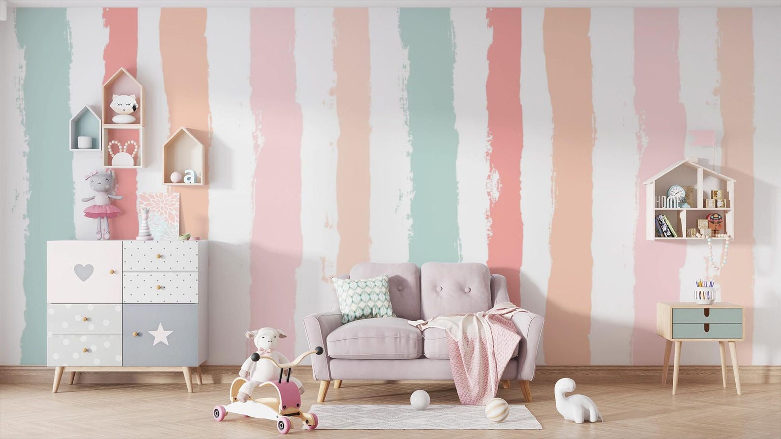 Colorful Lines Themed Wallpaper for Kids Room-enjoyable Mural Decor for ...