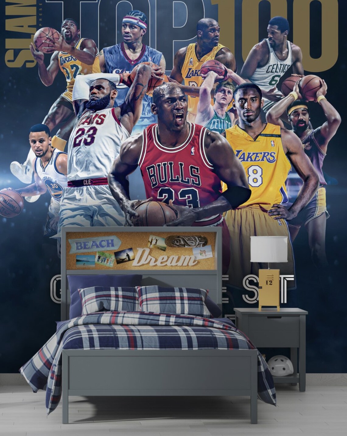 Basketball Design Wallpaper for Teenage Room-about Sport Mural Design ...