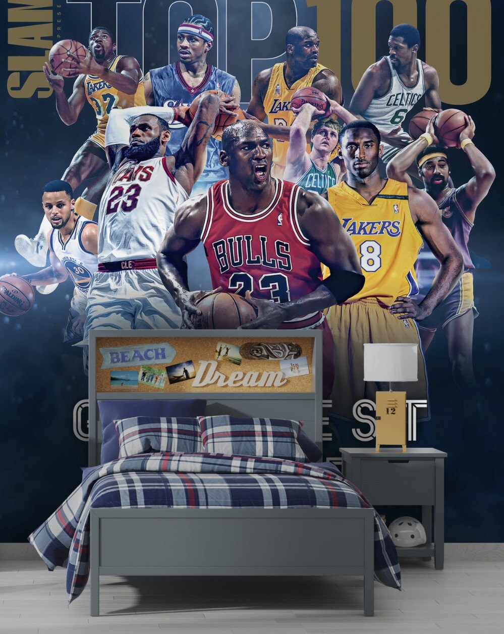 Basketball Design Wallpaper for Teenage Room-about Sport Mural Design ...