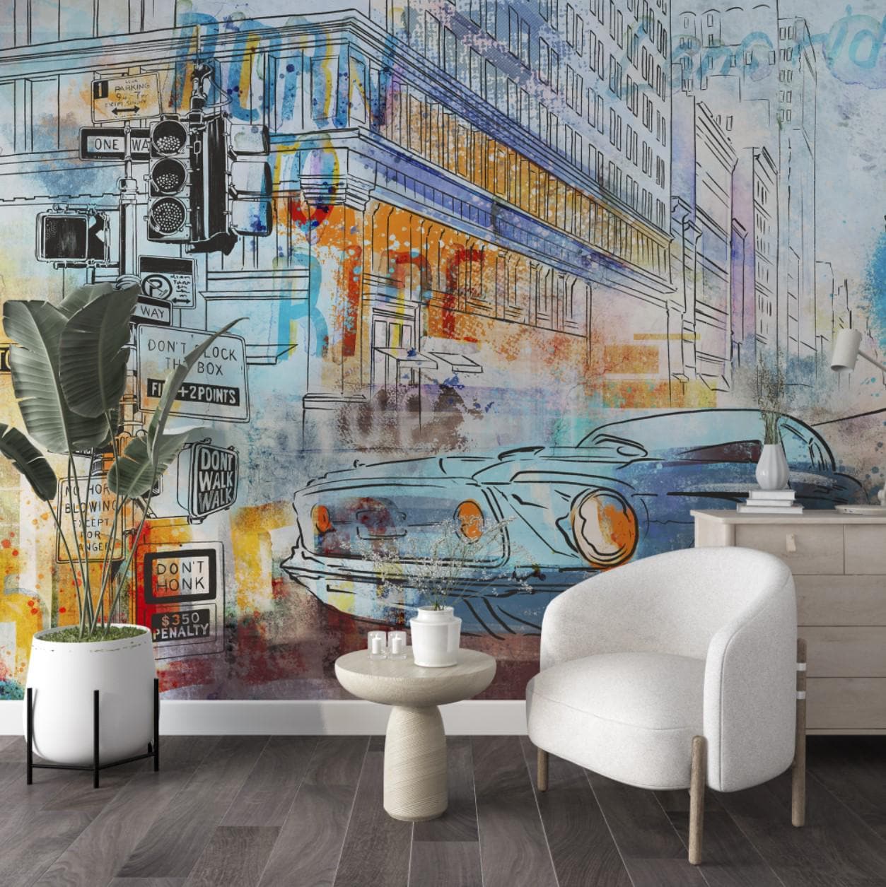 Car Themed Graffiti Design Wallpaper for Modern Home Concept-graffiti ...