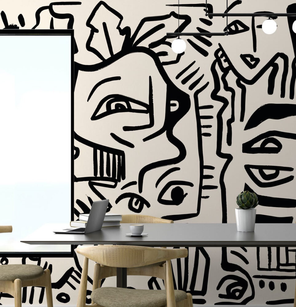 Abstract Removable Mural, Aesthetic Design Wallpaper, Bedroom Decor ...