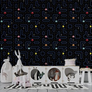 Video Games Themed Wallpaper Design for Kids Room-concept Mural Design ...