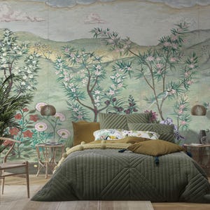 Wall Art Wallpaper Design for Home Decor -drawing Themed Floral Design ...