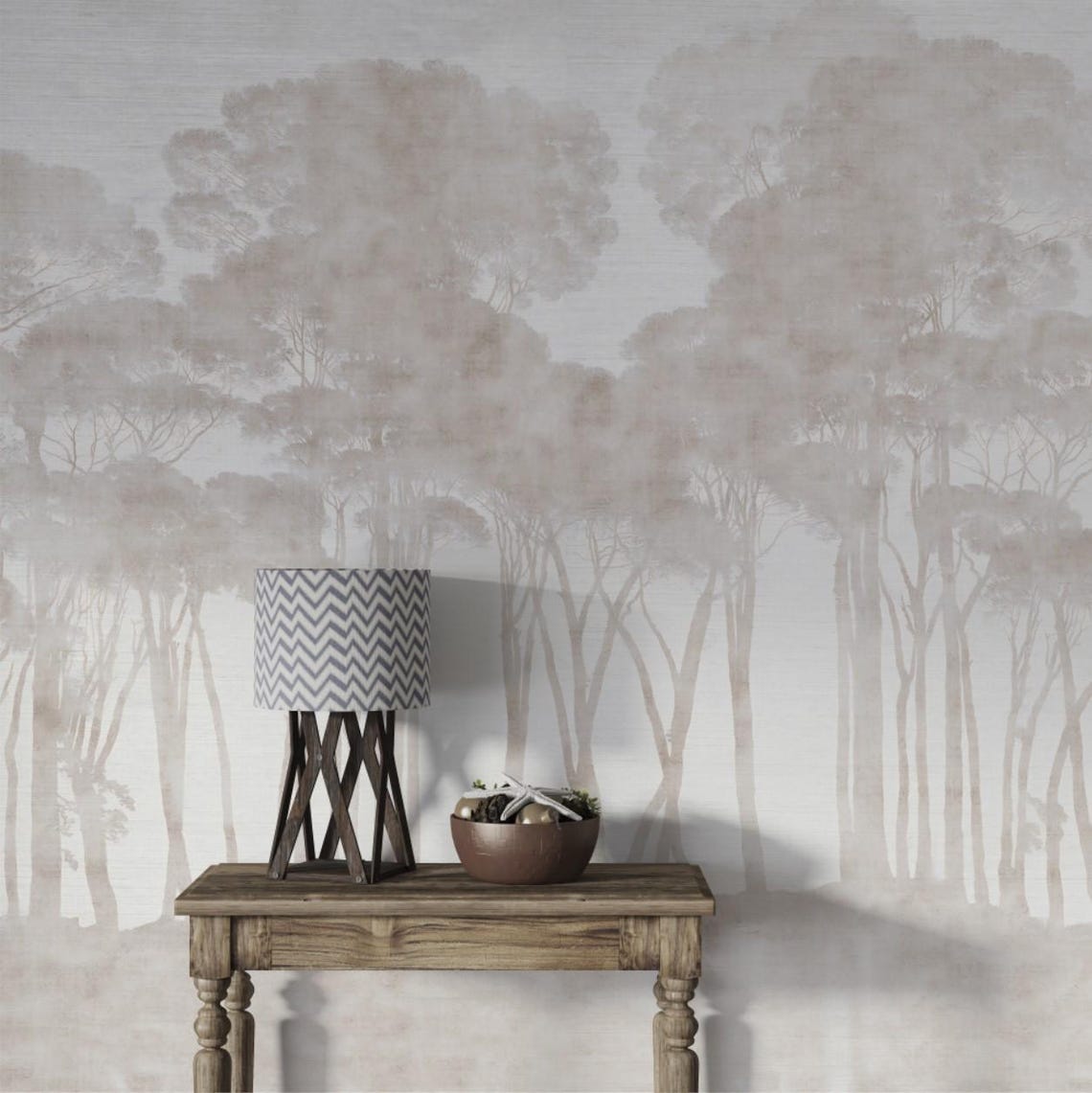 Old Look Themed With Forest Pattern Wallpaper for Home Decor-vinyl ...