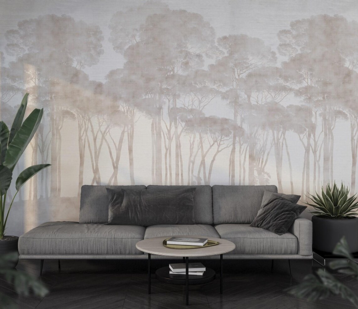 Old Look Themed With Forest Pattern Wallpaper for Home Decor-vinyl ...
