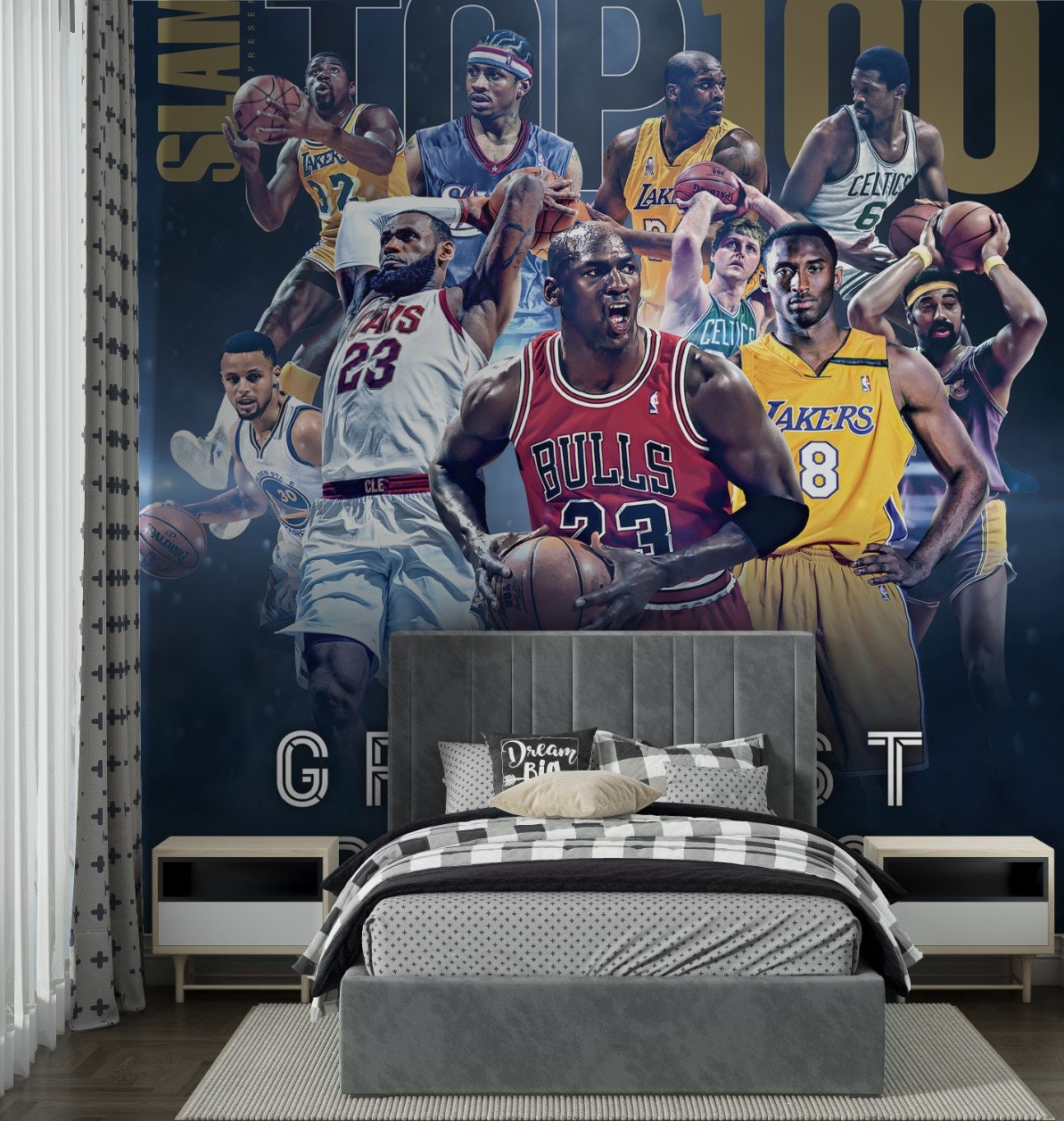 Basketball Design Wallpaper for Teenage Room-about Sport Mural Design ...