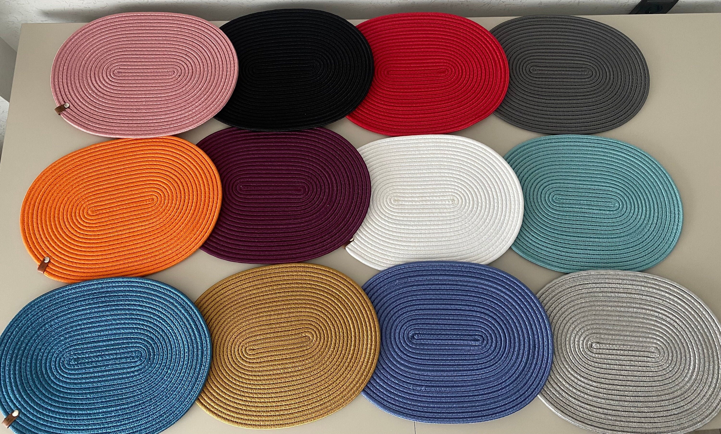 Oval Placemats, Cotton Rope Placemat, Dining Table Mats, Colorful ...