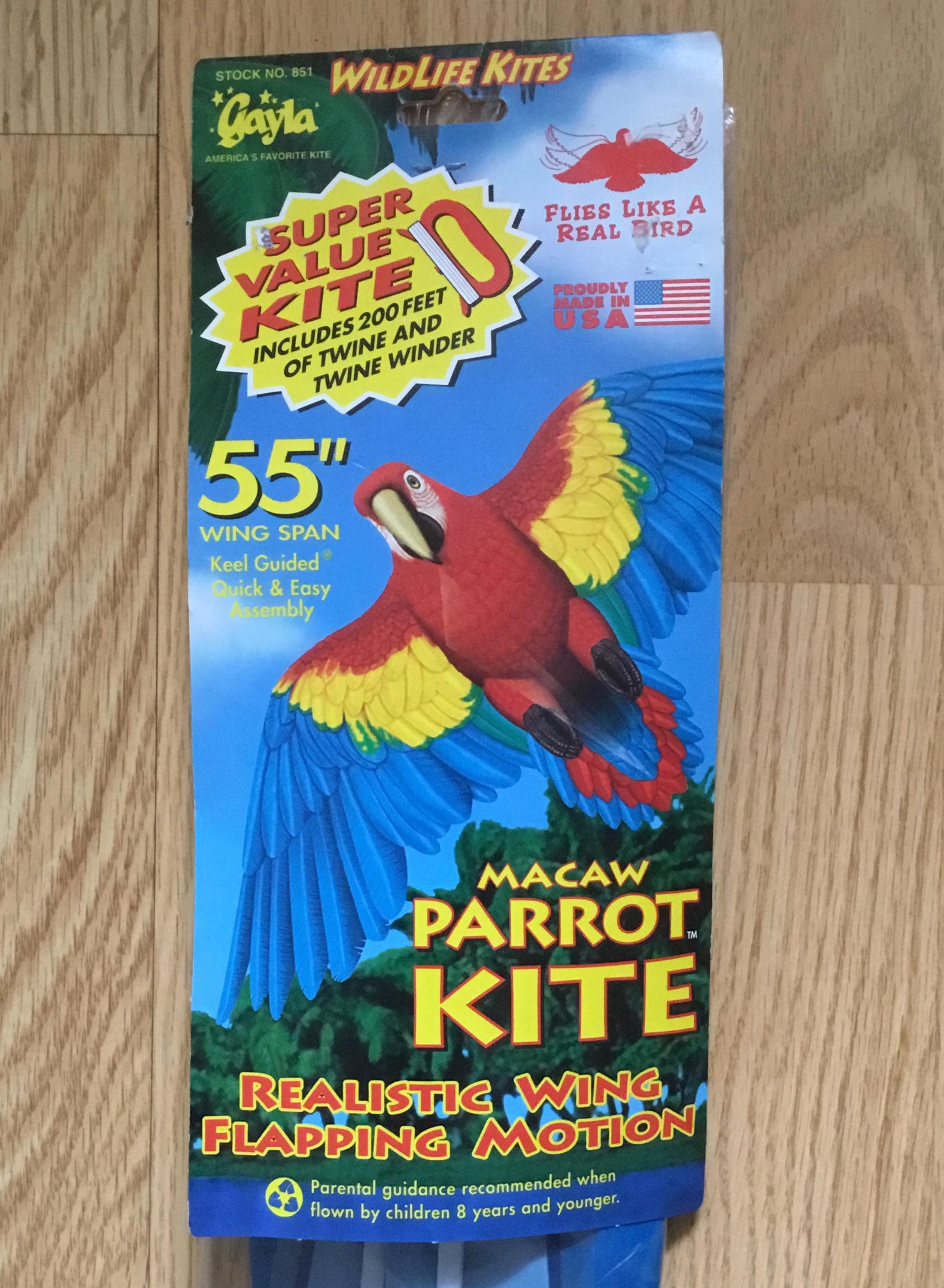 Gayla Wildlife Kites Macaw Parrot Bird Wing Flapper Motion Kite 55 Inch ...