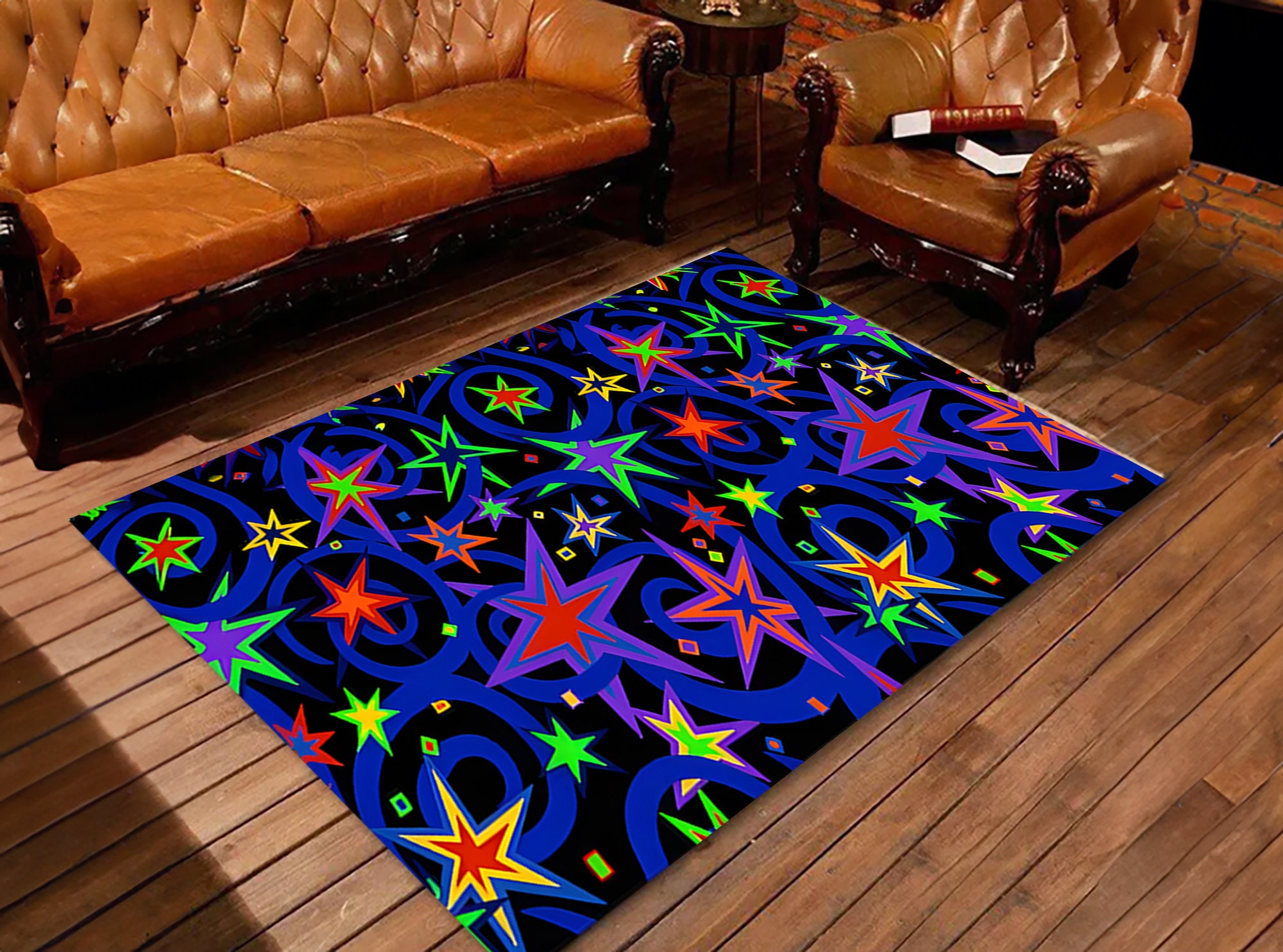 Arcade Stars Rug, Bowling Alley Carpet, Arcade Bar Carpet, Retro Rug ...