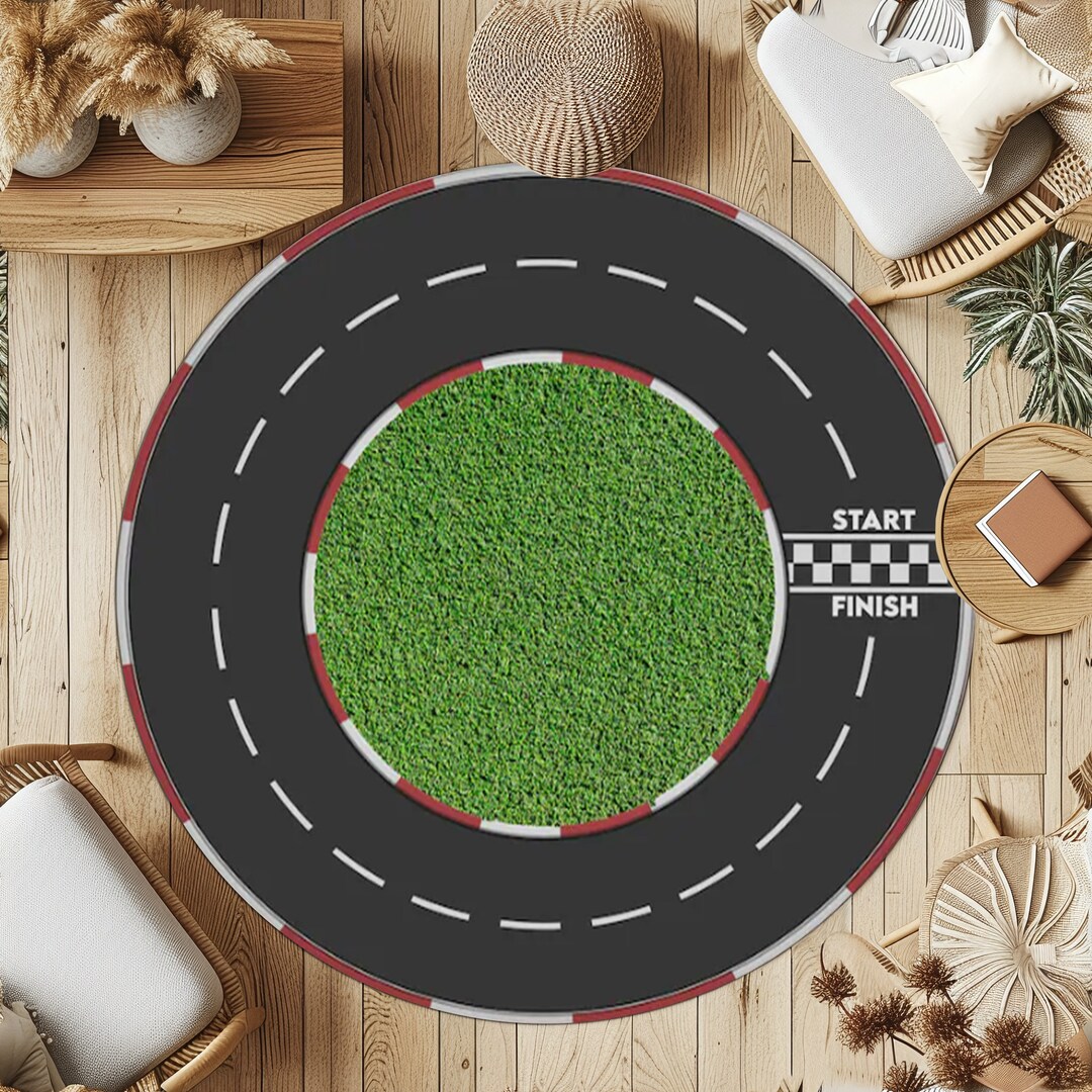 Race Track, Race Track Rug, Start Line, Finish Line, Round Racetrack ...