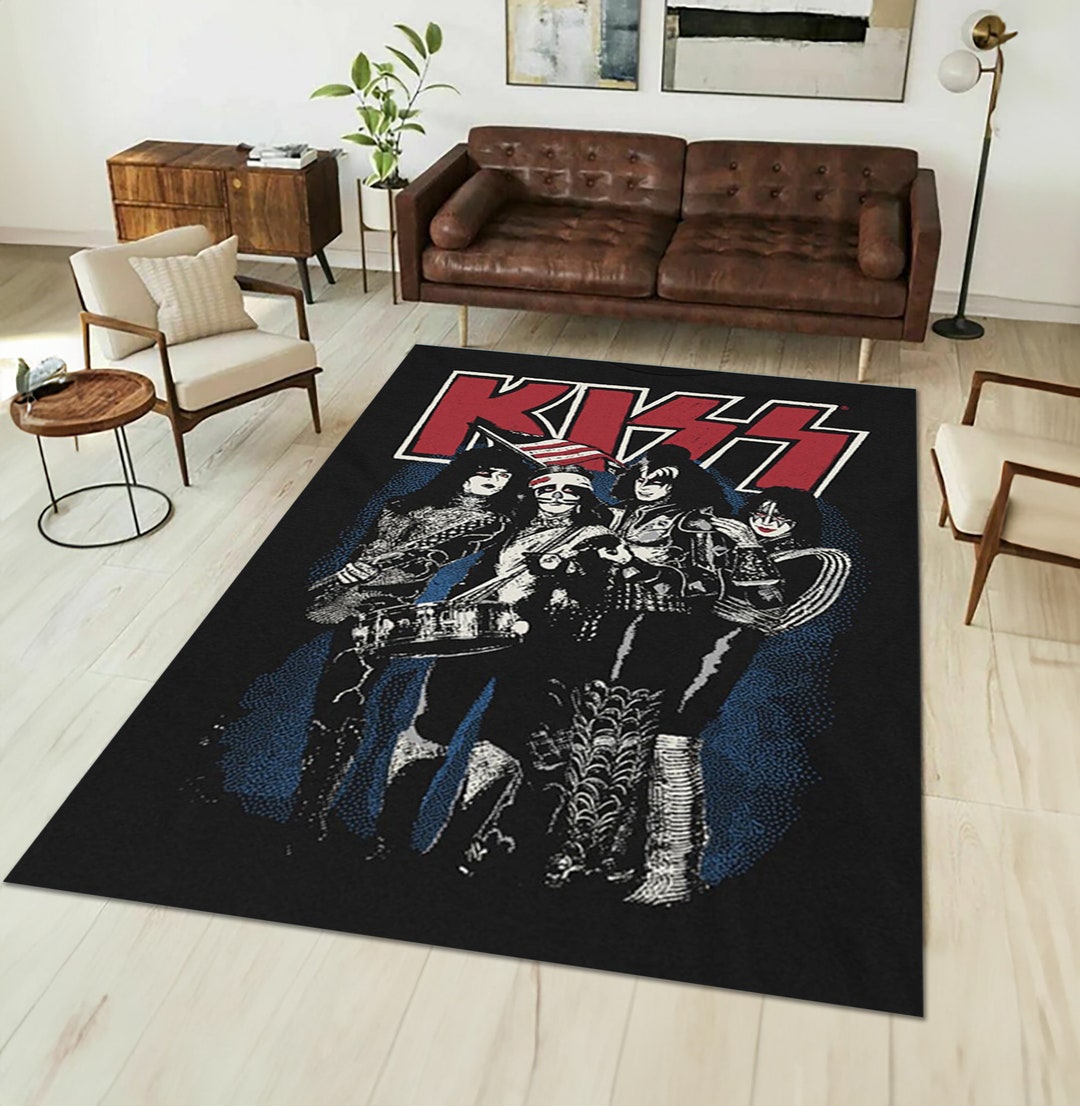 KISS Rock Band Rug, Kiss Rock Band Fans Rug, Music Room Rug, Guitar Rug ...