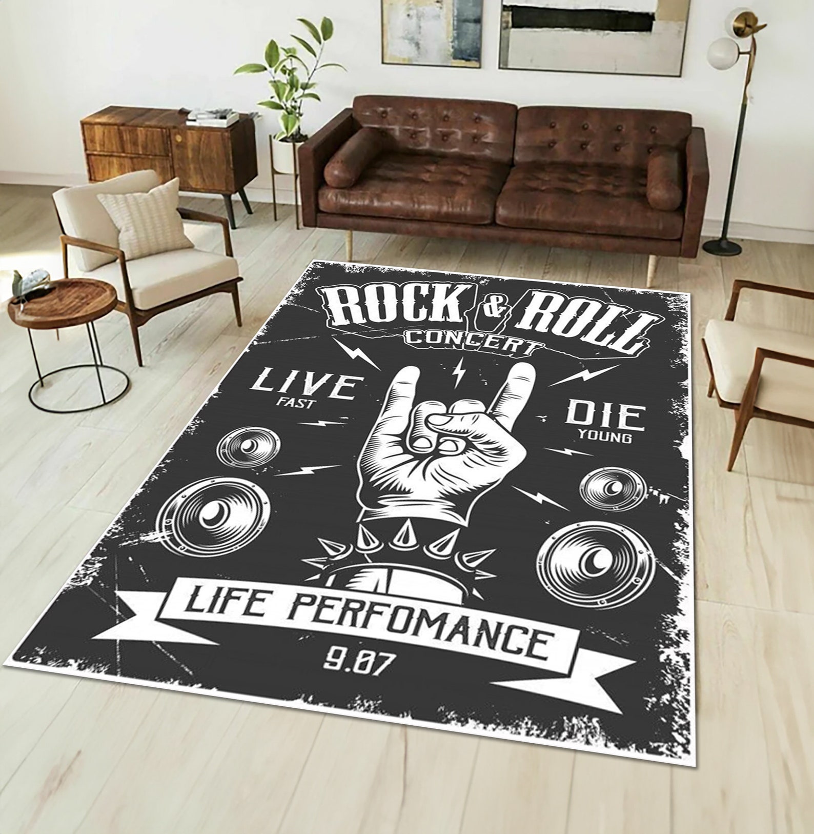 Virolog Rug,rock Rug, Heavy Metal Rug, Rock N Roll Decor, Modern Rug ...