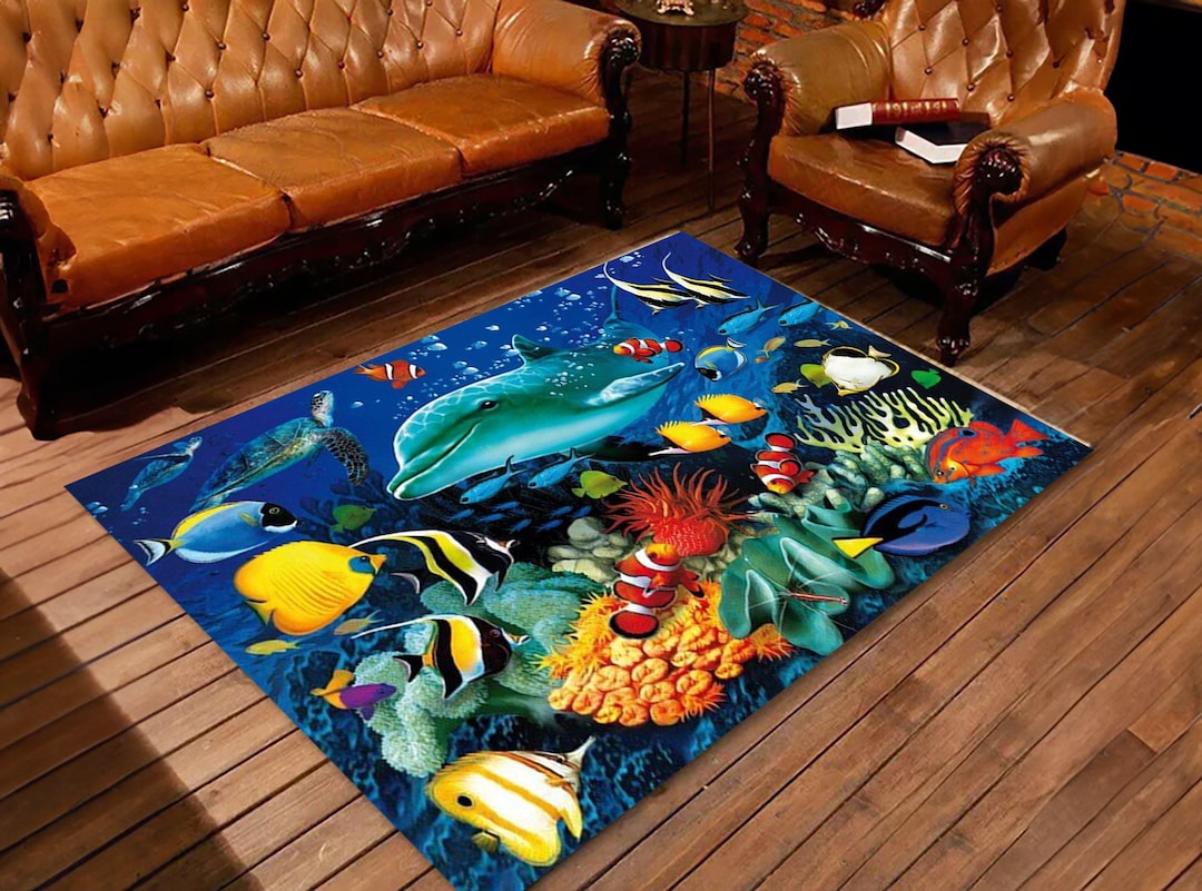 Aquarium Rug,fish Rug,dolphin Rug,sea Rug,ocean Rug,ocean Theme Rug,sea ...