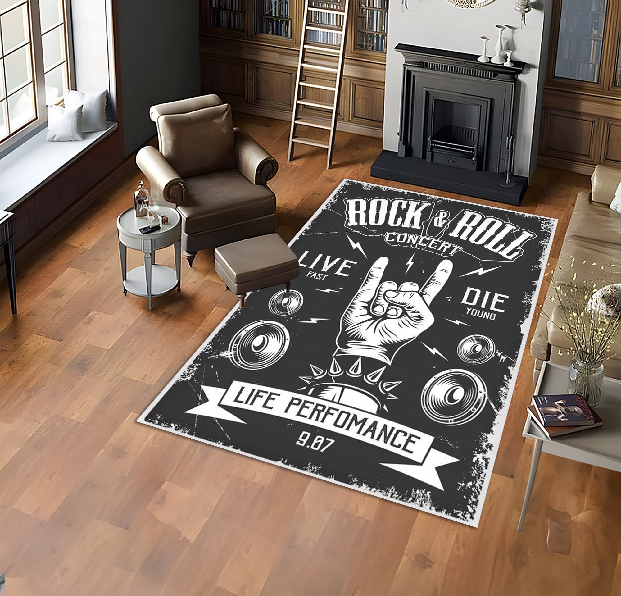 Virolog Rug,rock Rug, Heavy Metal Rug, Rock N Roll Decor, Modern Rug ...