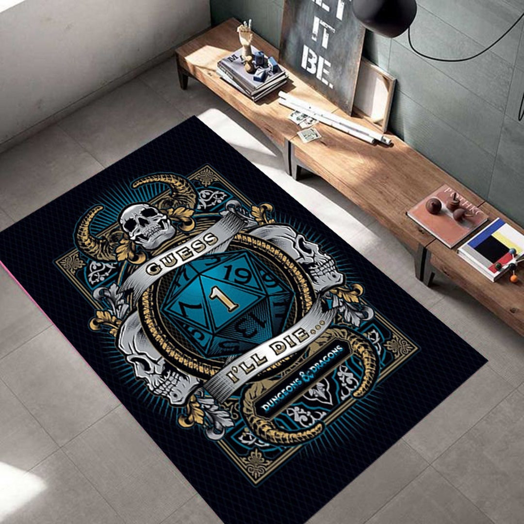 Dungeons Dragons Rug,dnd Shaped Rug,skull Rug,dungeons Dragons Dice ...