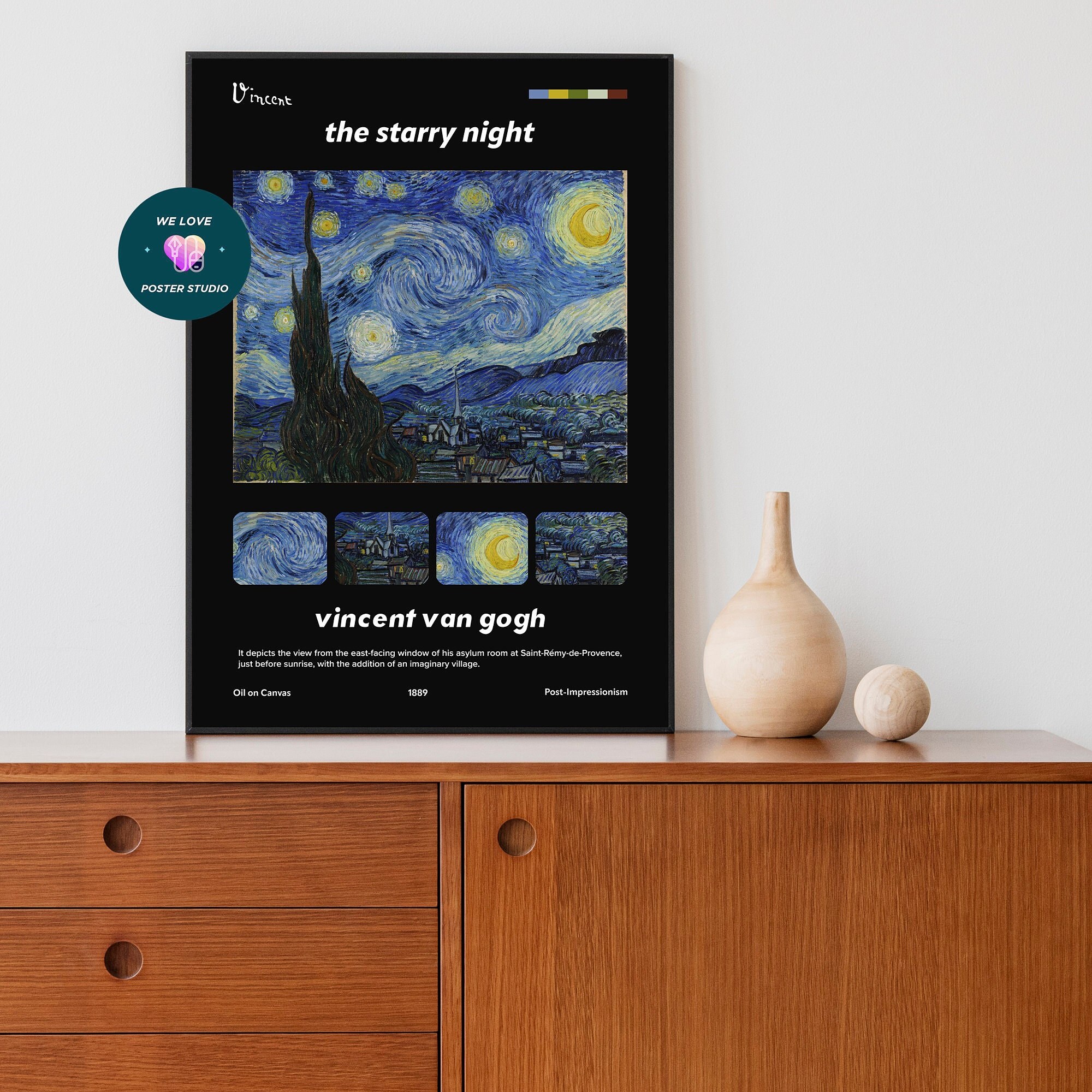 Vincent Van Gogh the Starry Night Art Poster / Vincent Van Gogh Poster ...