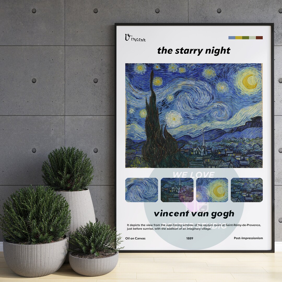Vincent Van Gogh the Starry Night Art Poster / Vincent Van Gogh Poster ...