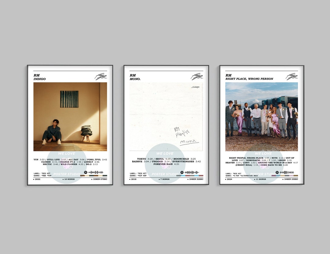 Set of 3 RM Poster / Album Cover Poster / Music Wall Decor / Music Gift ...