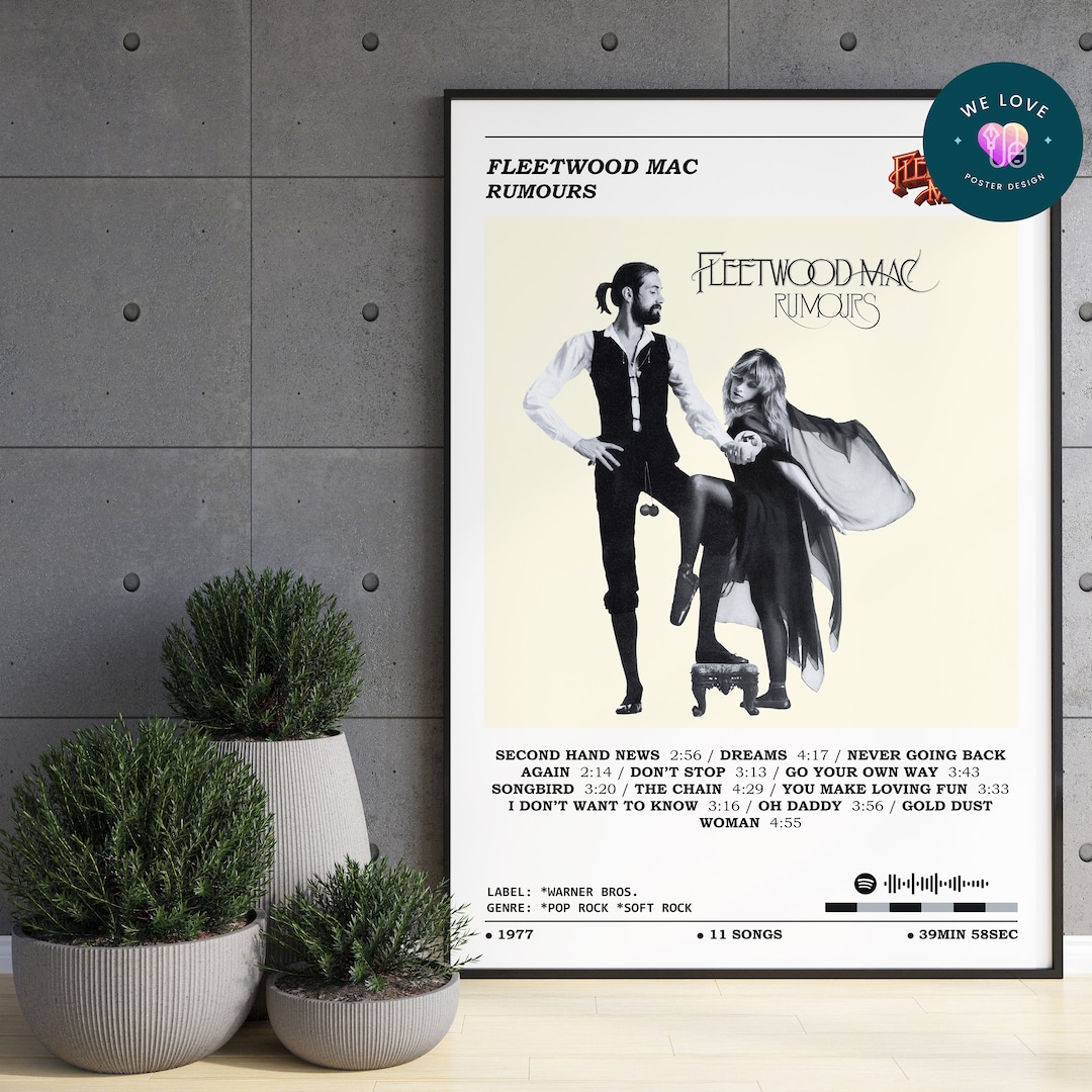 Fleetwood Mac Rumours Album Poster / Fleetwood Mac Poster / Album Cover ...