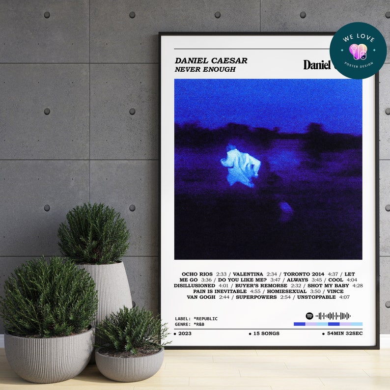 Daniel Caesar Never Enough Album Poster / Daniel Caesar Poster / Album ...