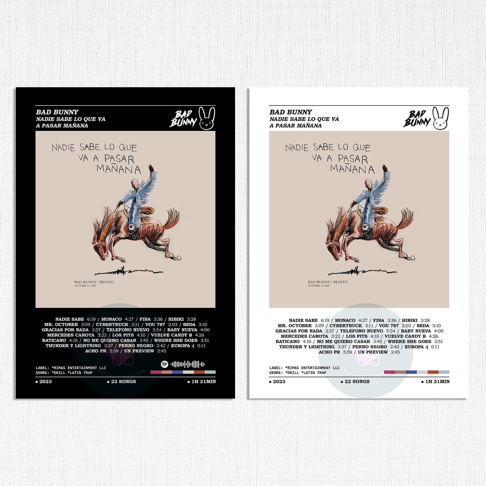 Set of 3 Bad Bunny Poster / Bad Bunny Poster / Album Cover Poster ...