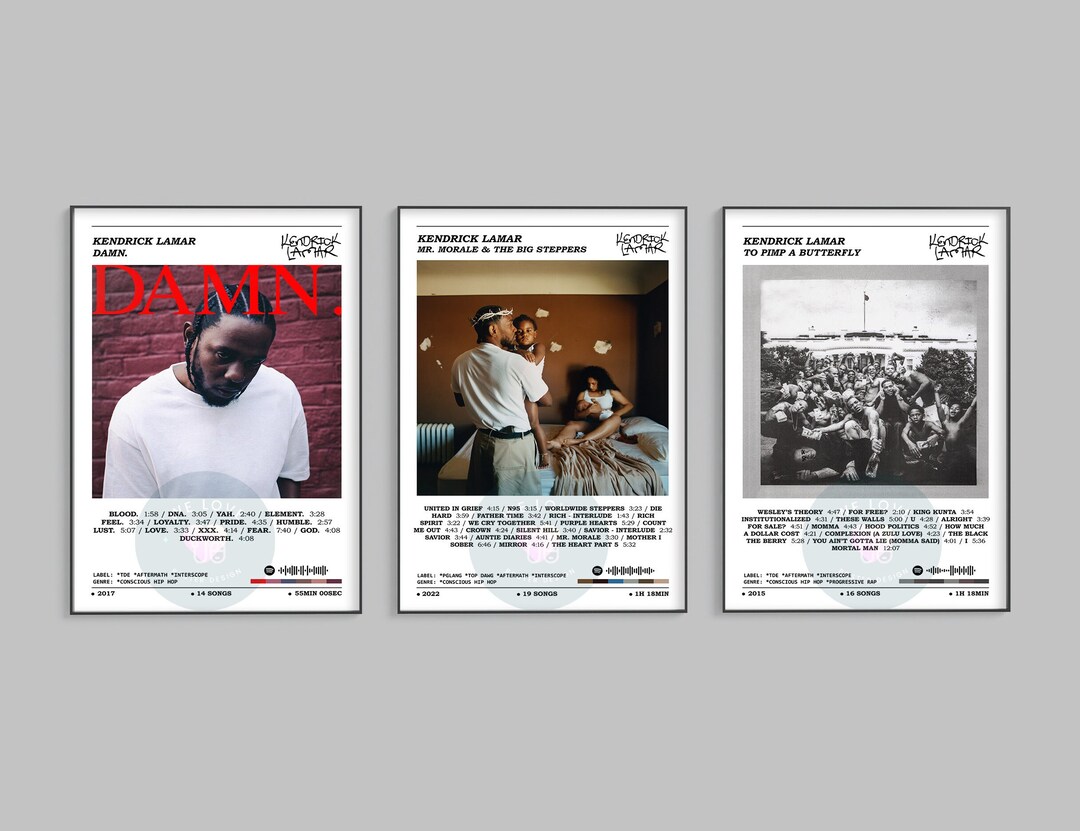 Set of 3 Kendrick Lamar Poster / Album Cover Poster / Music Gift Idea ...