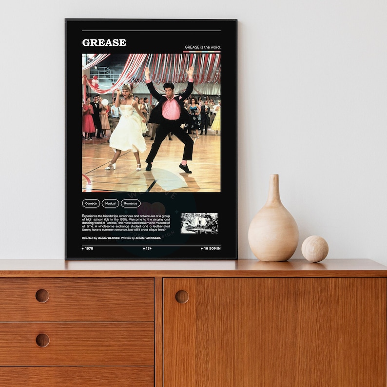 Grease Movie Poster / Grease Poster / Modern Art Print / Print Wall Art ...
