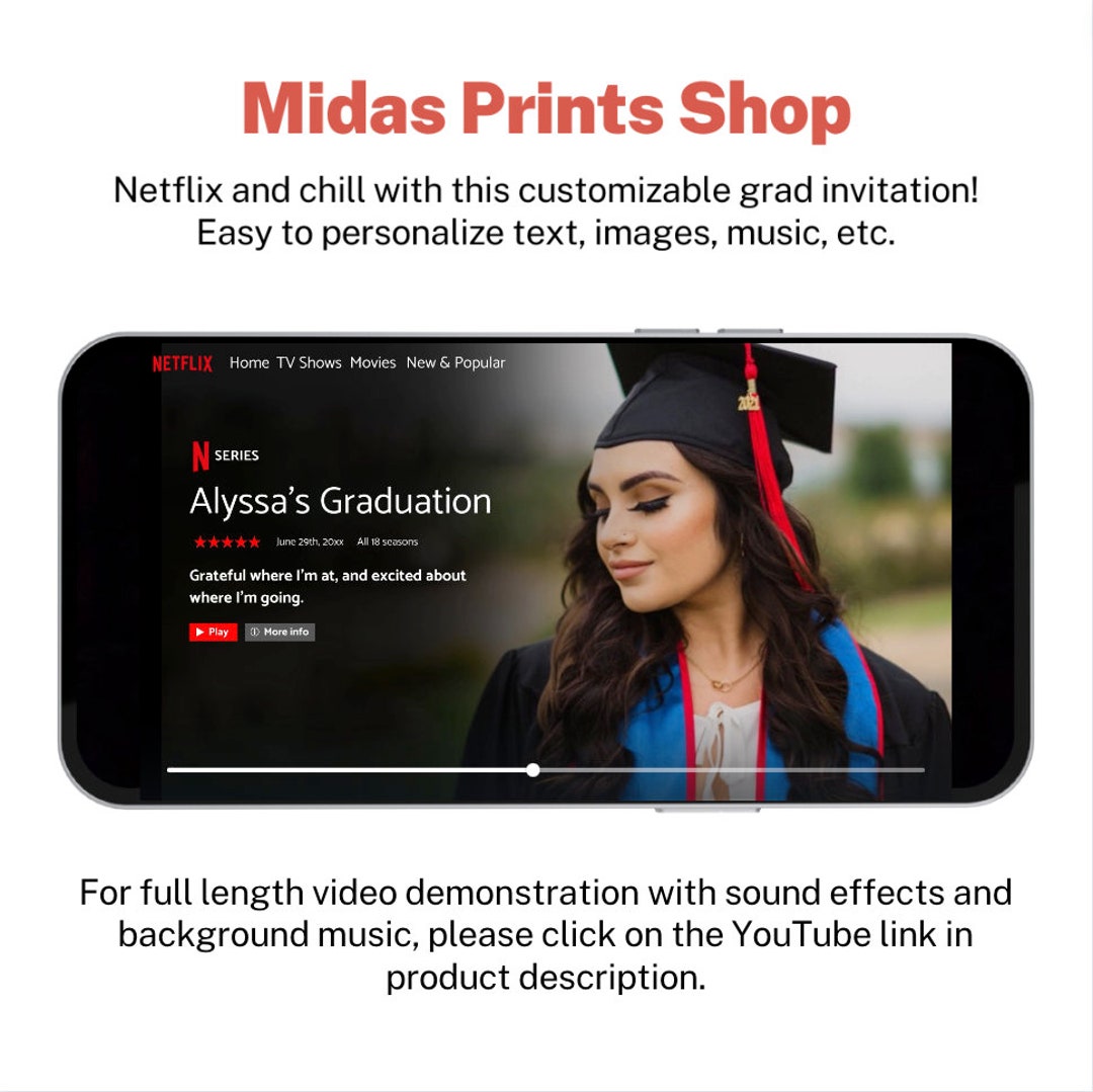 Netflix-animated Graduation Party Video Invitation,digital Graduation ...