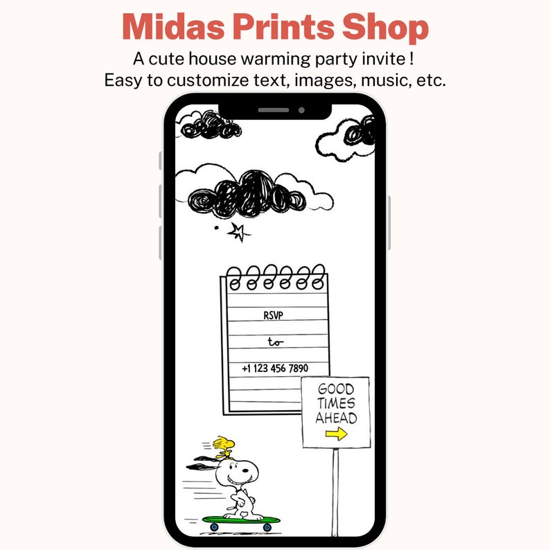 Snoopy Housewarming Animated Invite 2024, Peanuts Animate Party ...