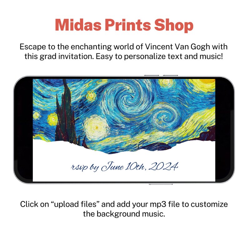 Starry Night Animated Graduation Party Video Invitation, Vincent Van ...