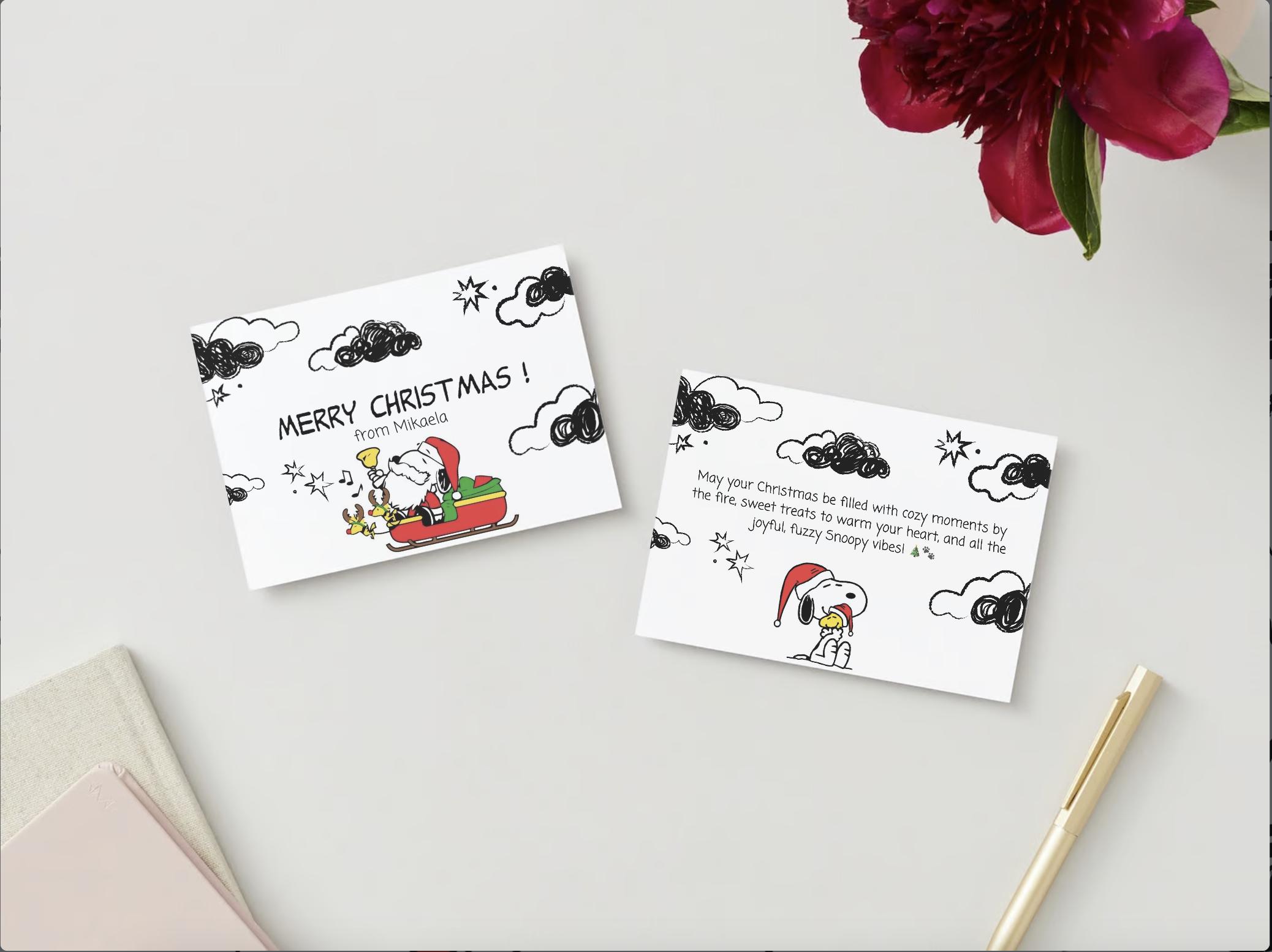 Snoopy Christmas Card 2024, Peanuts Holiday, Editable Christmas ...