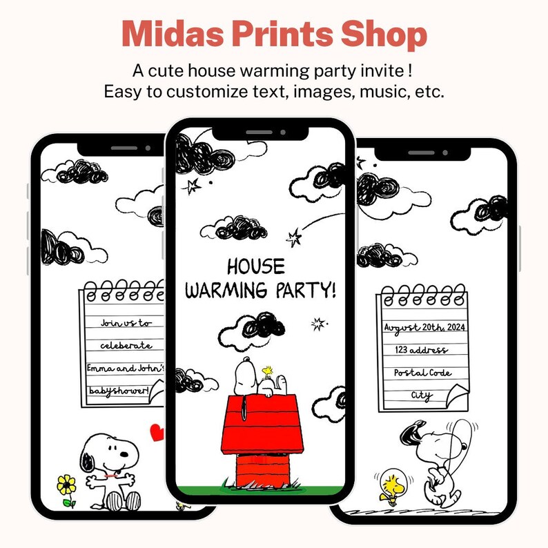 Snoopy Housewarming Animated Invite 2024, Peanuts Animate Party ...