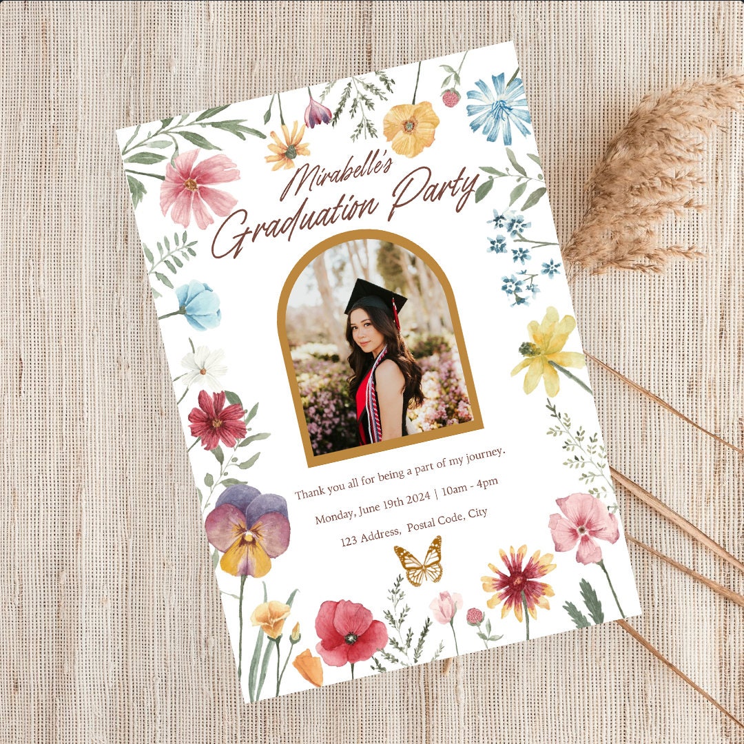 Floral Graduation Invitation/poster, Butterfly Graduation Announcement ...