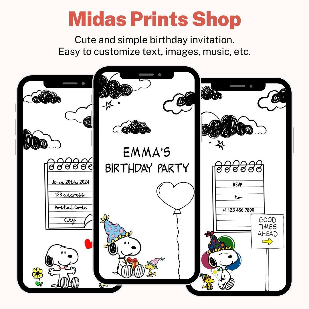 Snoopy Birthday Animated Invite 2024, Peanuts Animate Birthday Party ...