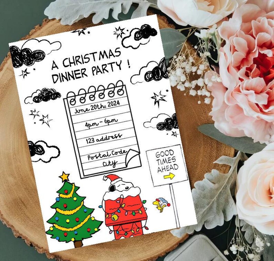 Snoopy Christmas Printable Invite 2024, Peanuts Printable Christmas ...