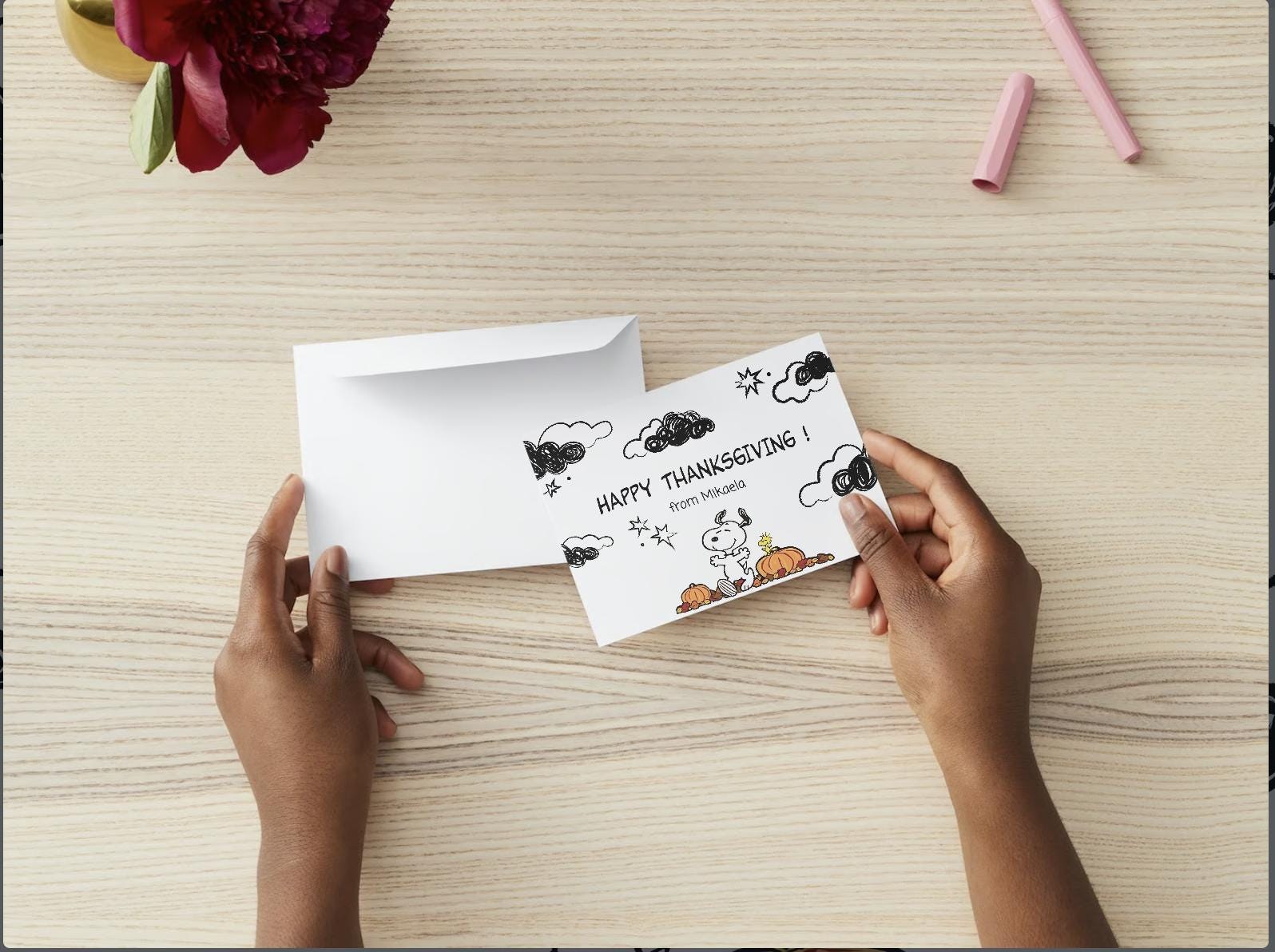 Snoopy Happy Thanksgiving Card 2024, Peanuts Card,editable Thanksgiving ...