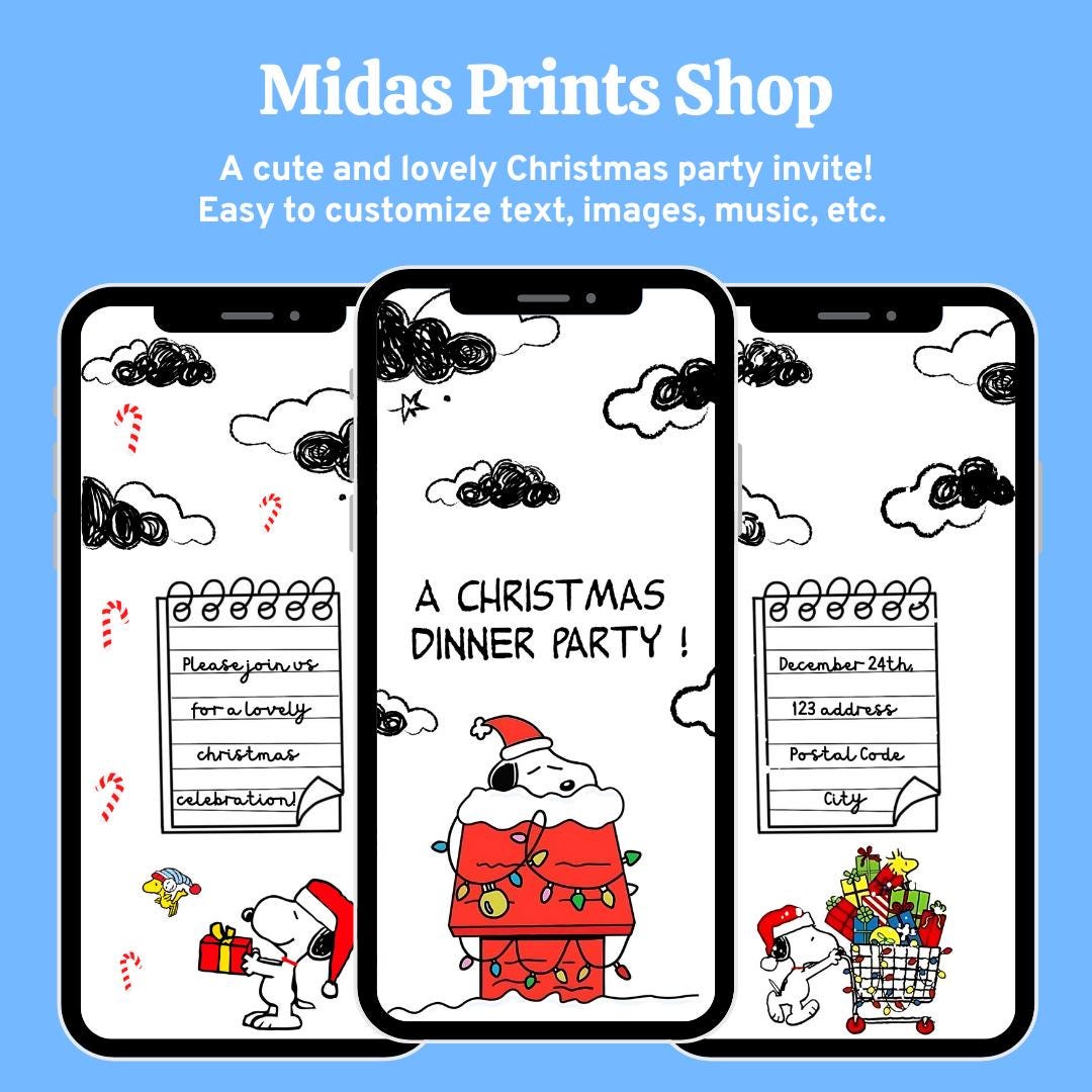 Snoopy Christmas Animated Invite 2024, Peanuts Animate Christmas Party ...