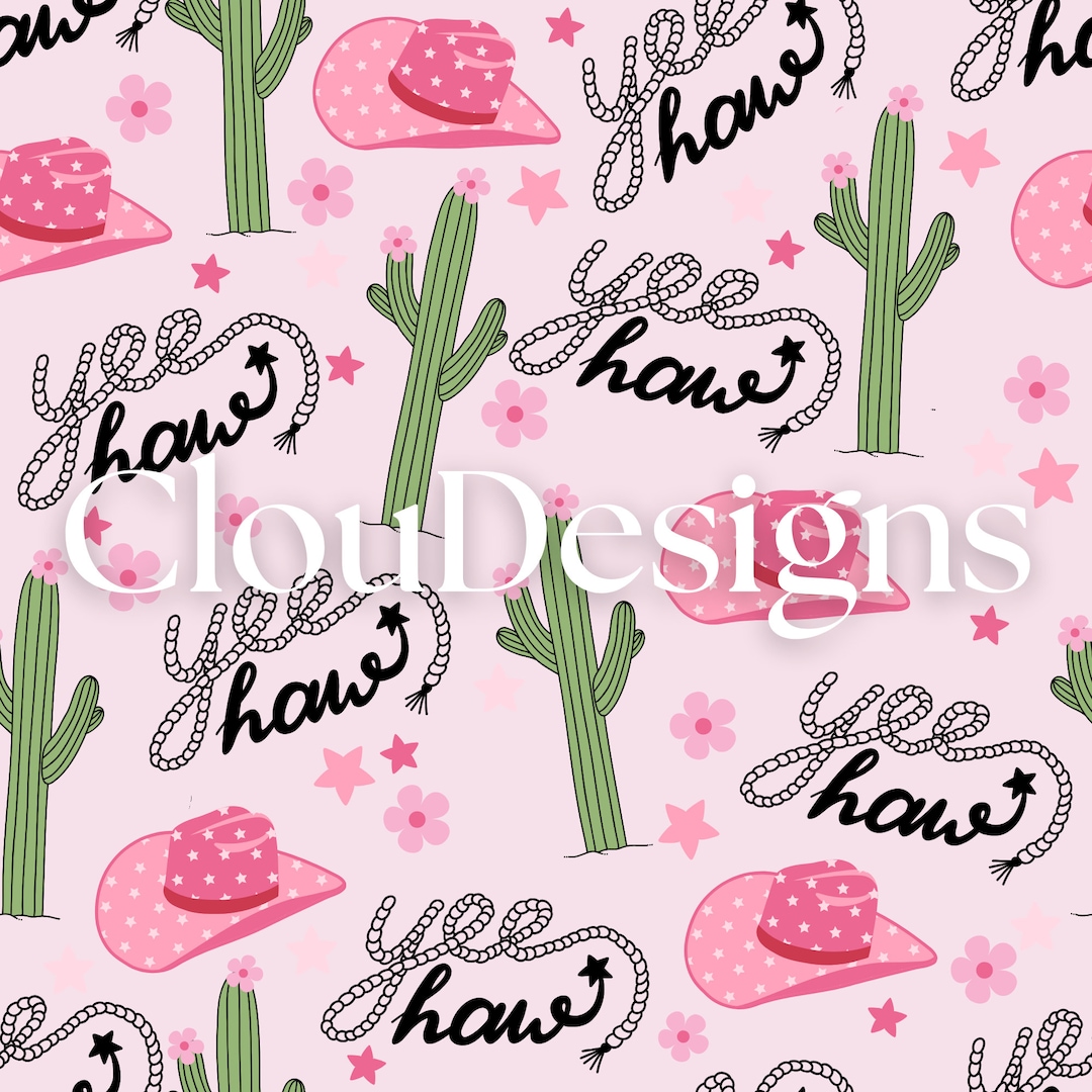 Girl Western Cowgirl Seamless Pattern for Fabric Sublimation, Digital ...